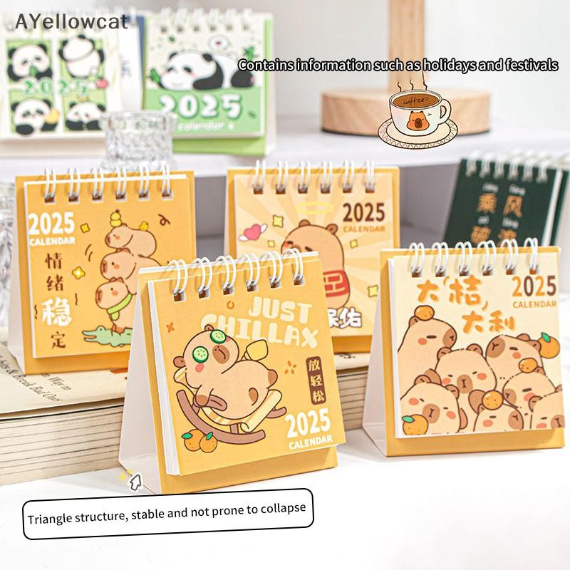 AY 2025 Mini Catton Small Desk Calendar Pocket Portable Calendar Punch ...