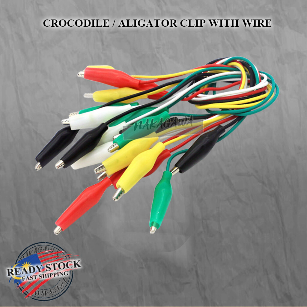 CROCODILE / ALIGATOR CLIP WITH WIRE JUMPER MULTI COLOR CROCODILE TEST ...