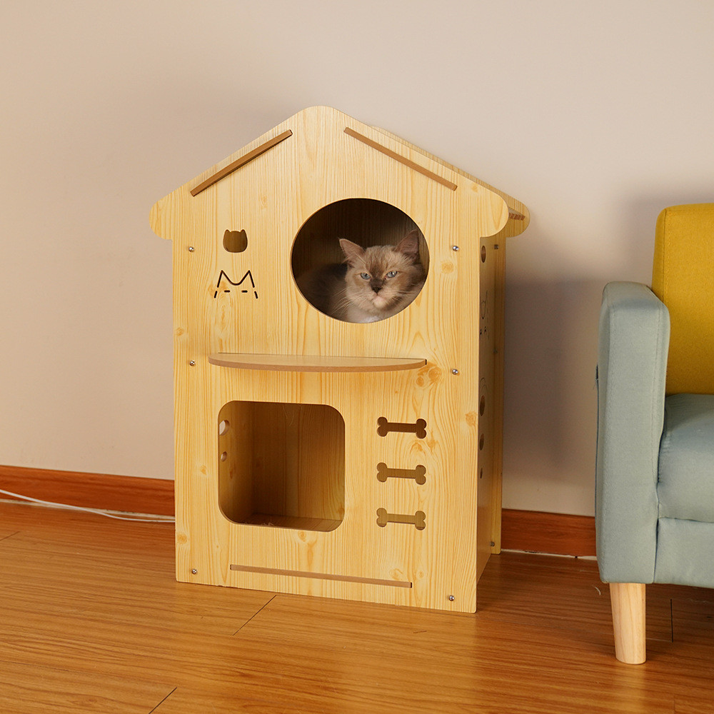 Four Seasons Pet Villa Wooden Room Cat Litter Kennel Bedroom Home ...