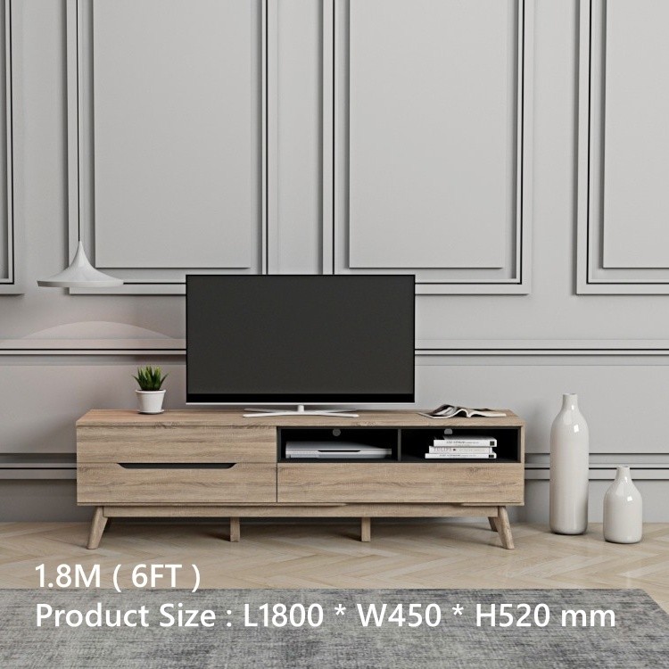 Hana Oak Wooden TV Console/TV Cabinet 4ft / 6ft TV Cabinet 1.2m/1.8m ...