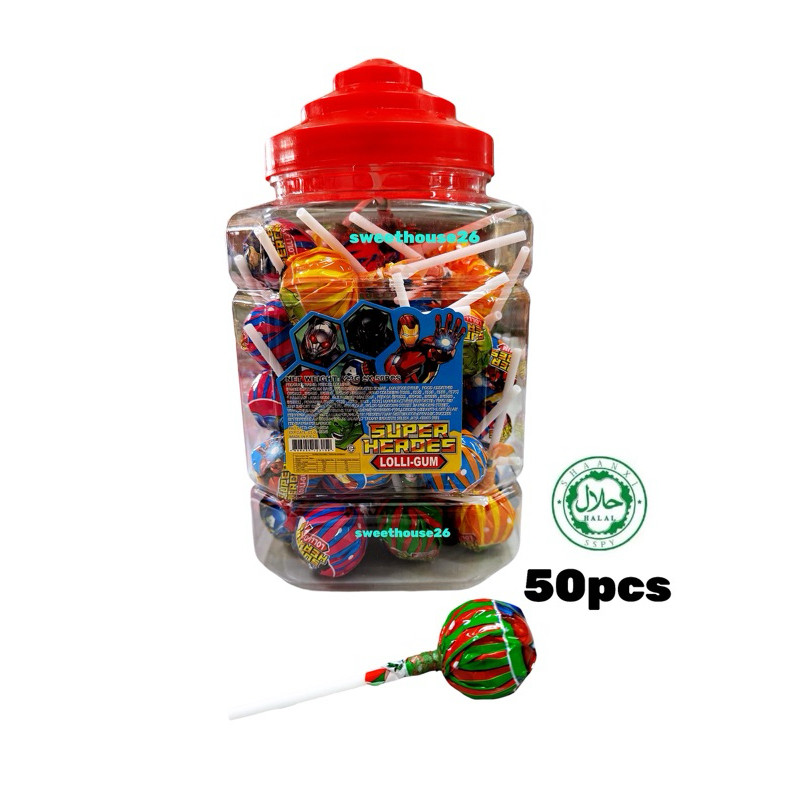 Kuromi / Super Heroes Mix Fruit Lollipop 23g x 50pcs Halal | Shopee ...