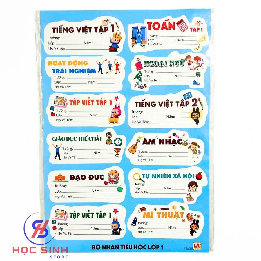 Set of Subject Notebook Labels for Primary School Students from Grades ...