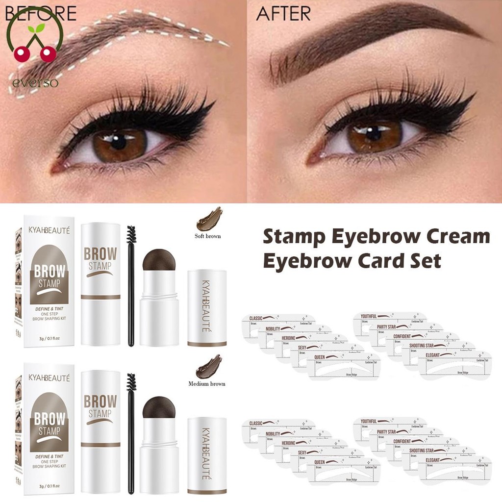 Eyebrow Powder Stencil Kit Waterproof One Step Brown Eye Brow Powder ...