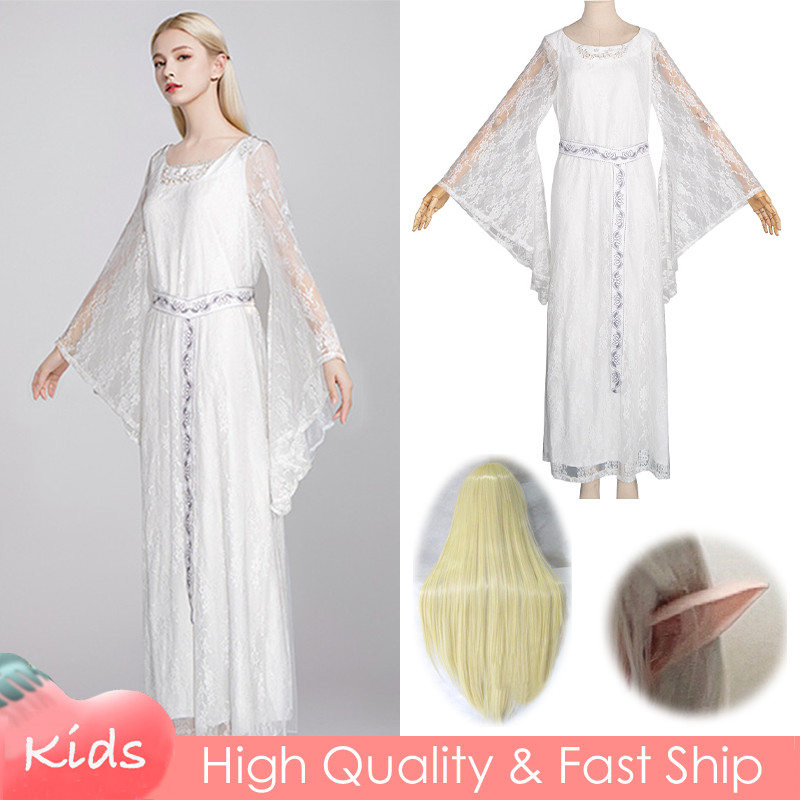 Galadriel Cosplay Costume The Lord of the Rings Elf Queen White Dress ...