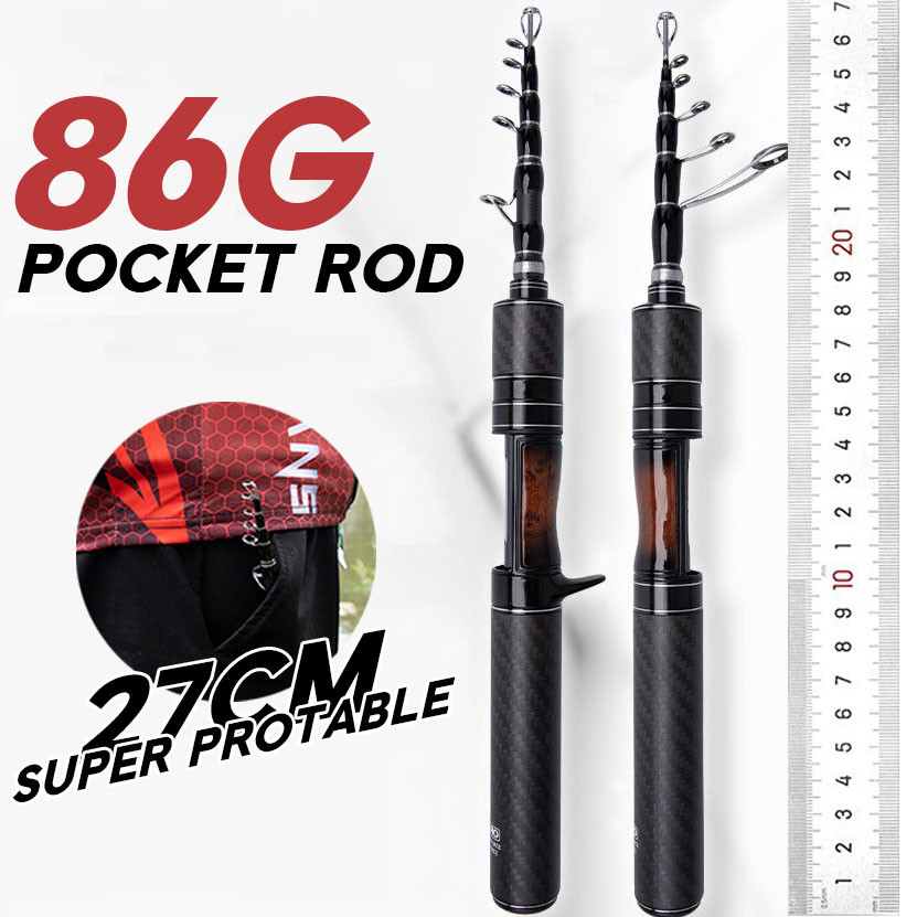 Only 28cm Portable Travel Fishing Rod Full Solid Carbon MINI Fishing ...