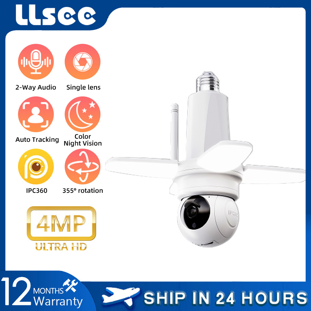LLSEE single lens 4MP 2K E27 bulb camera wireless WIFI home indoor CCTV ...