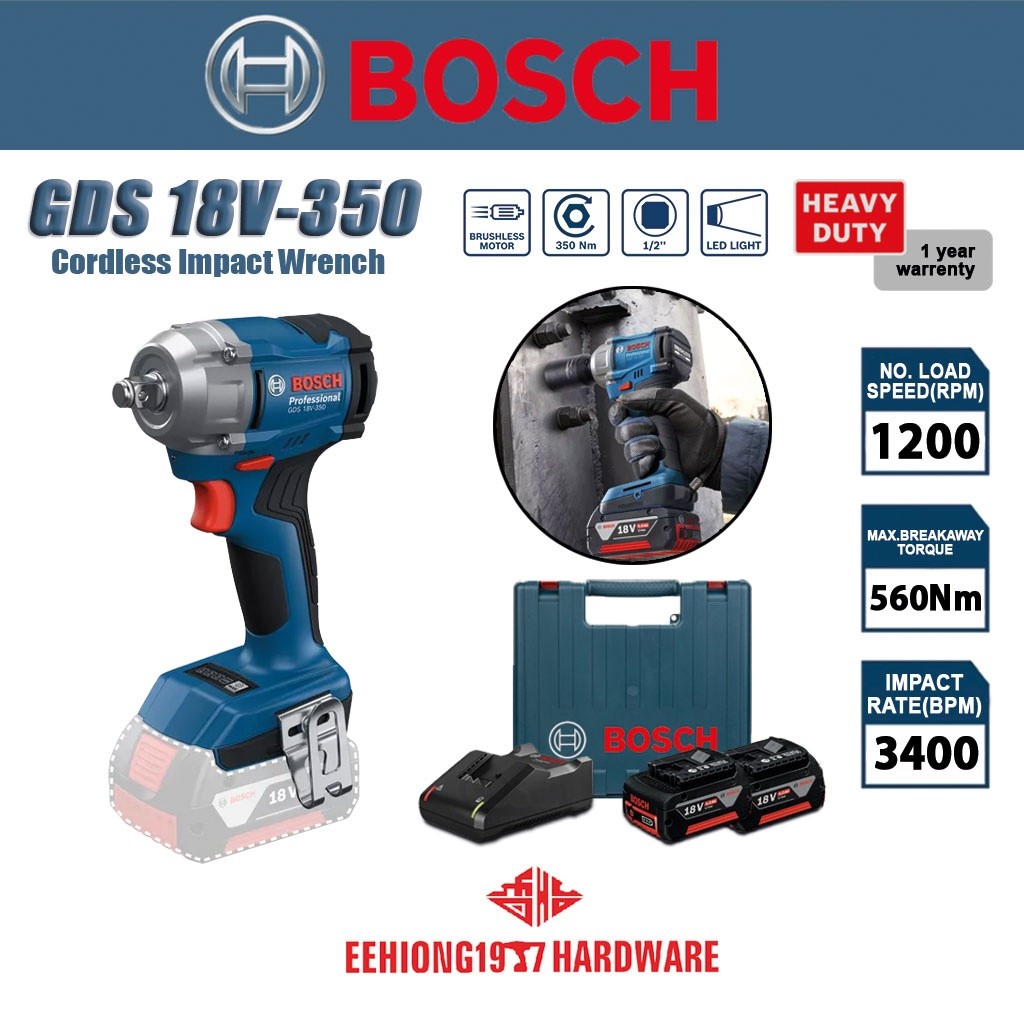 BOSCH GDS 18V-350 18V Cordless Impact Wrench 560Nm GDS 250 GDS250 ...