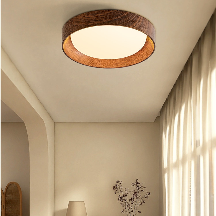 RHPOA LED Ceiling Light 20CM Wood Design Energy saving Tri-color Eye ...
