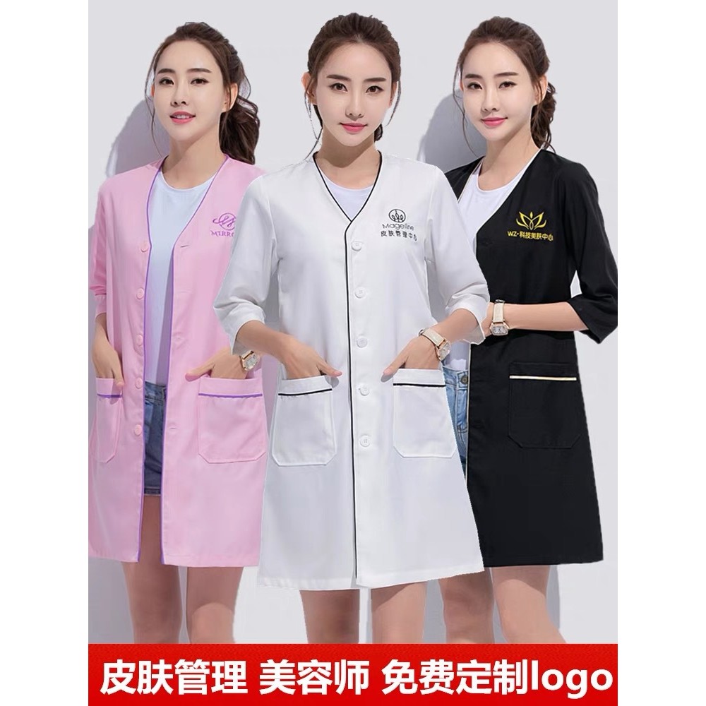Lab Gown Short Sleeve Lab Coat White Laboratory Gown For Women Doctor ...