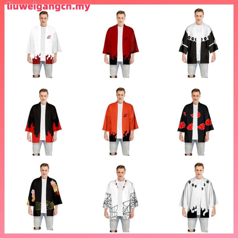 Naruto Shirt Anime Cosplay 3D Printed Outwear Unisex Kimono Haori ...