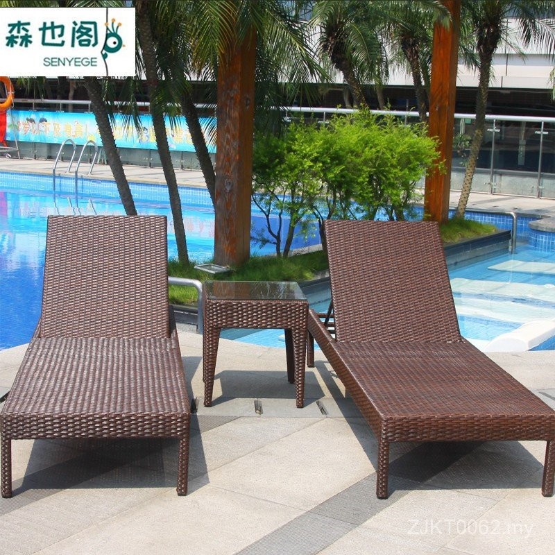 Villa Reclining Bed Swimming Pool Balcony Hotel Rattan Outdoor ...