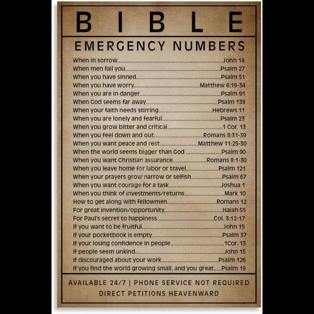 IIYHIHG Vintage Christian Wall Art Bible Emergency Numbers Canvas ...