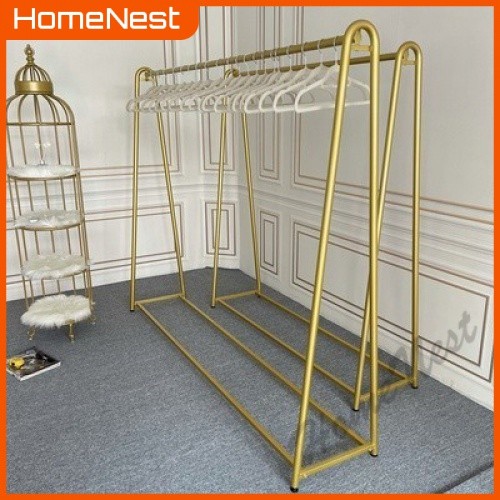Clothing store display stand gold hanger tongkat Baju Clothes rack Rak ...