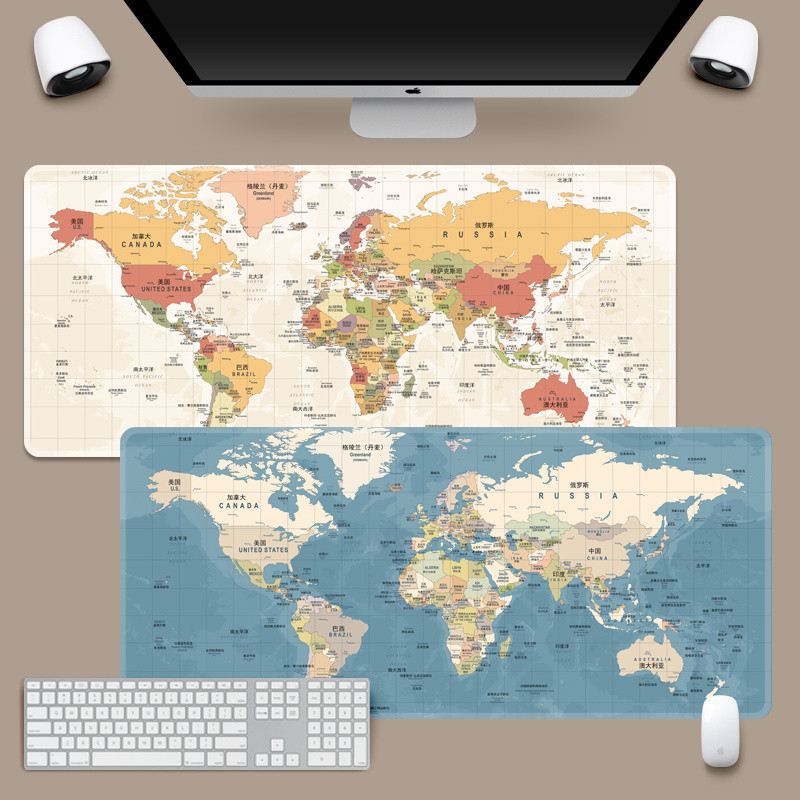 World Map Oversized Label Mat Seaming Office Computer Desk Mat Learning ...