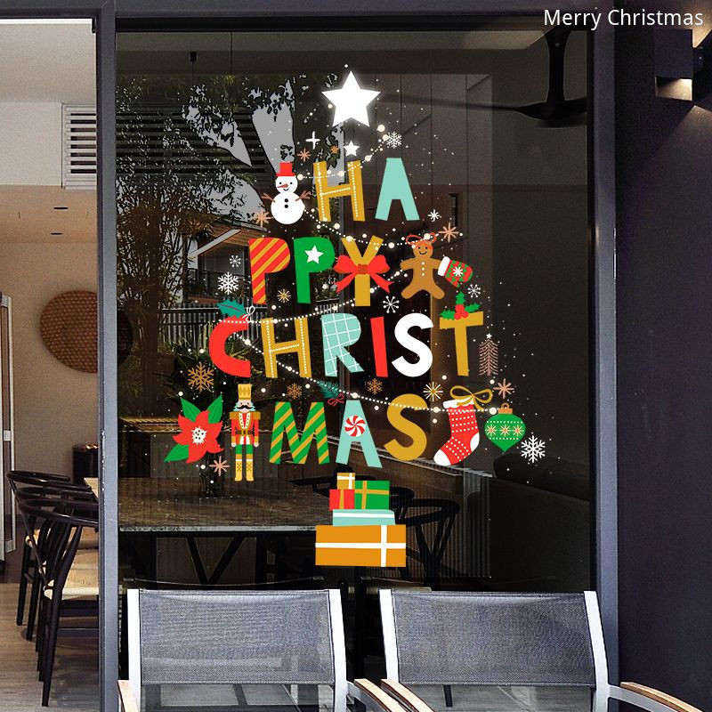 Christmas Decoration Window Stickers Ins Style Christmas Tree Shop ...