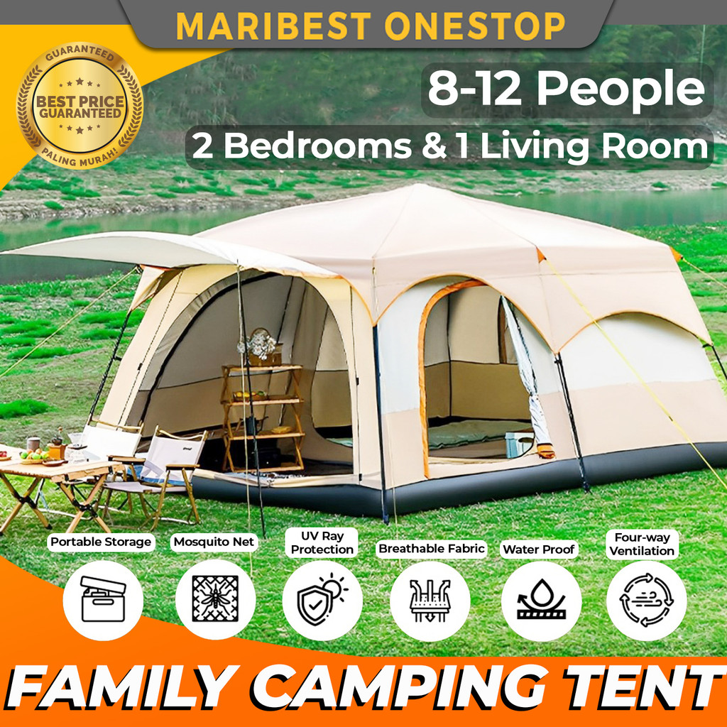 💥Original Logo💥Khemah Unta Camping Besar Family Tent Waterproof Kemah ...