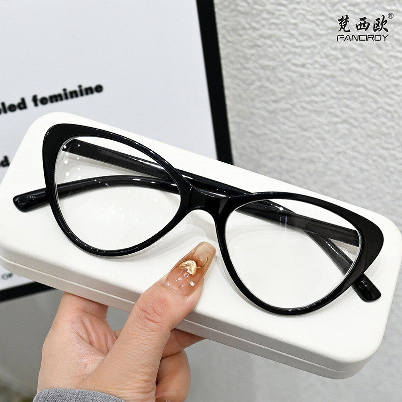 Women Trendy New Cat Eye Glasses Anti Blue Light Retro Large Frame ...