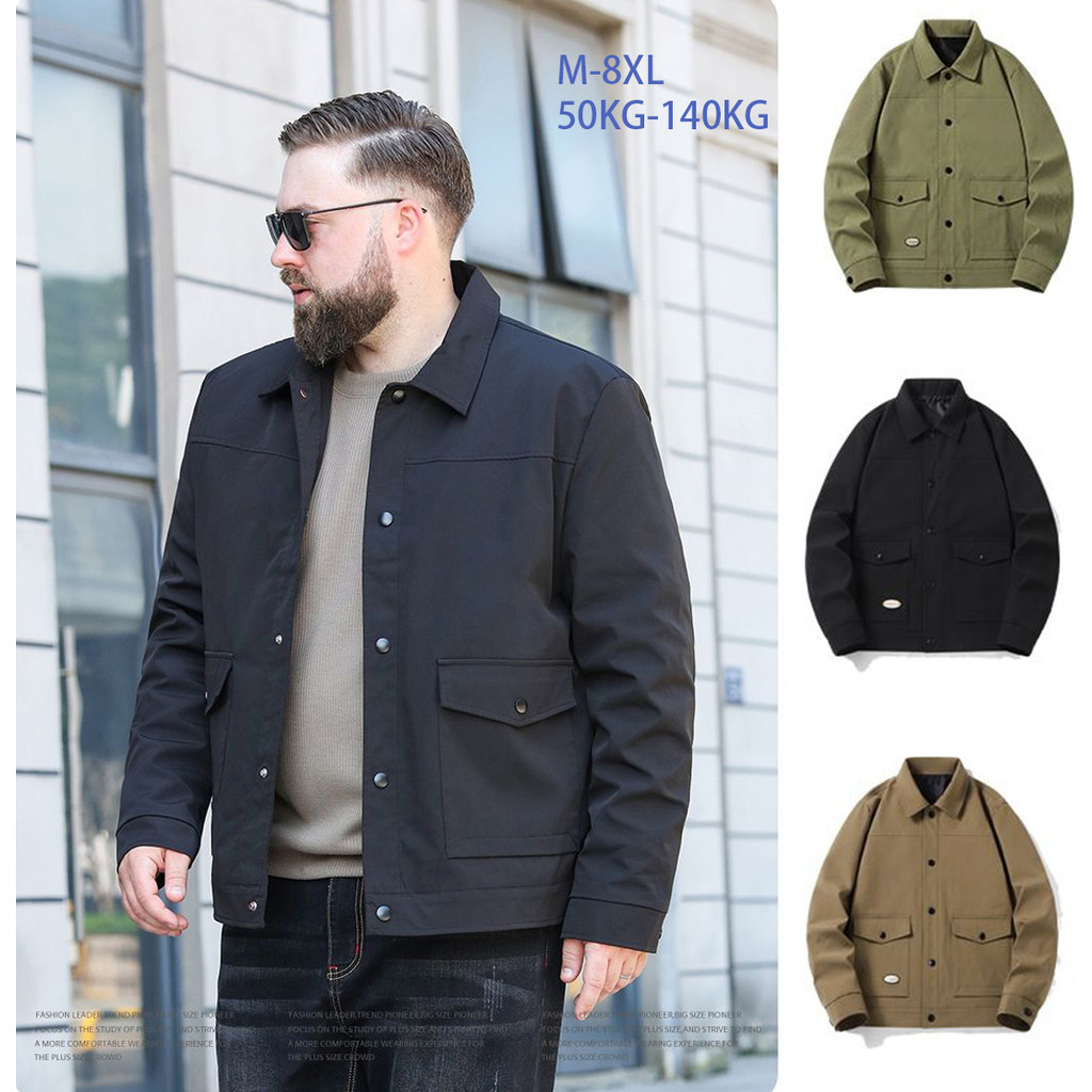 New M-8XL（50KG-140KG）Oversize Men Casual Loose Big Size Windbreaker Jacket Large Size Fat ...