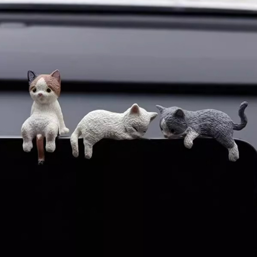 happaypart| Easy to Install Cat Figurine Sleeping Cat Ornament Adorable ...