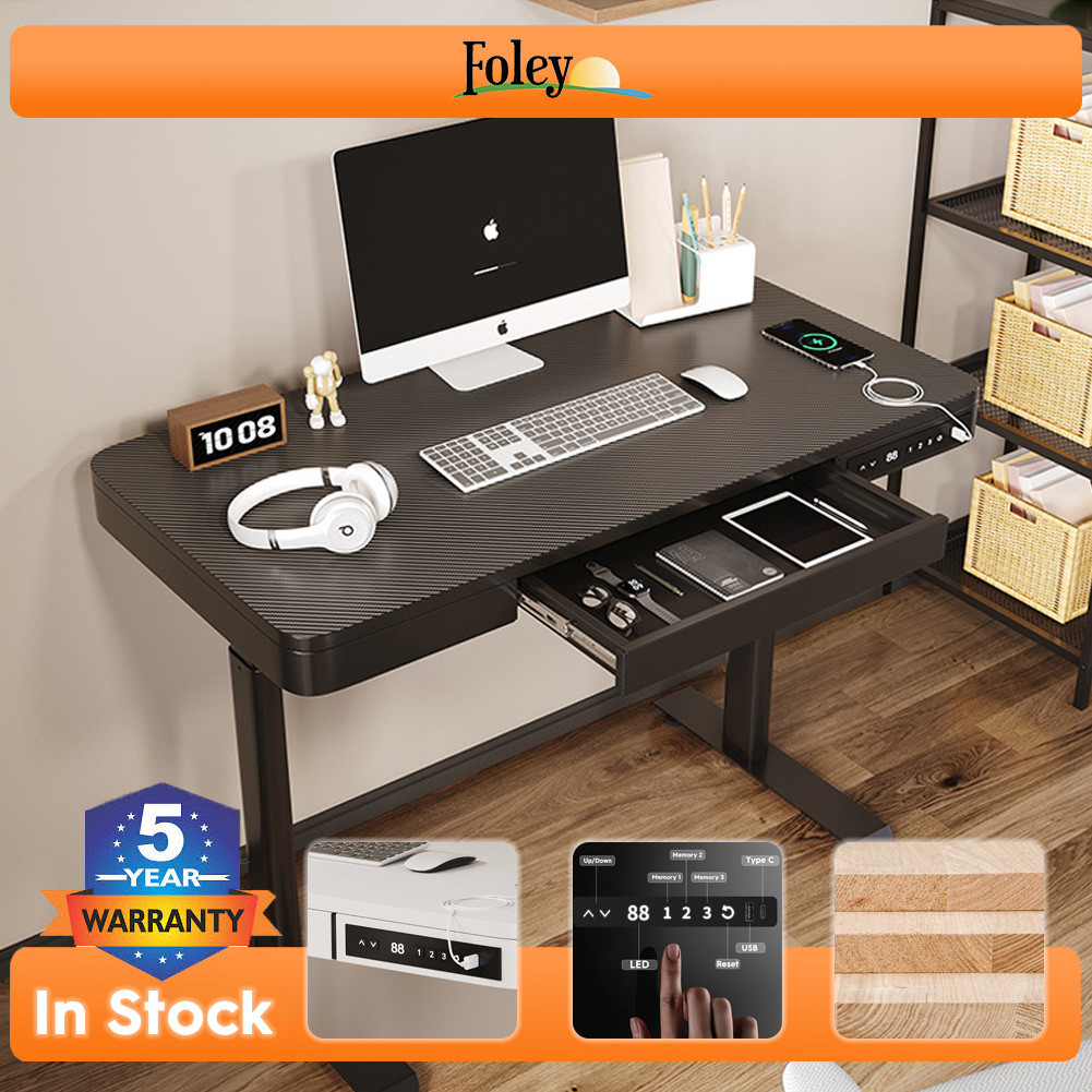 MER Sit Electric Stand Standing CAN Home Office Computer Desk, Maple ...