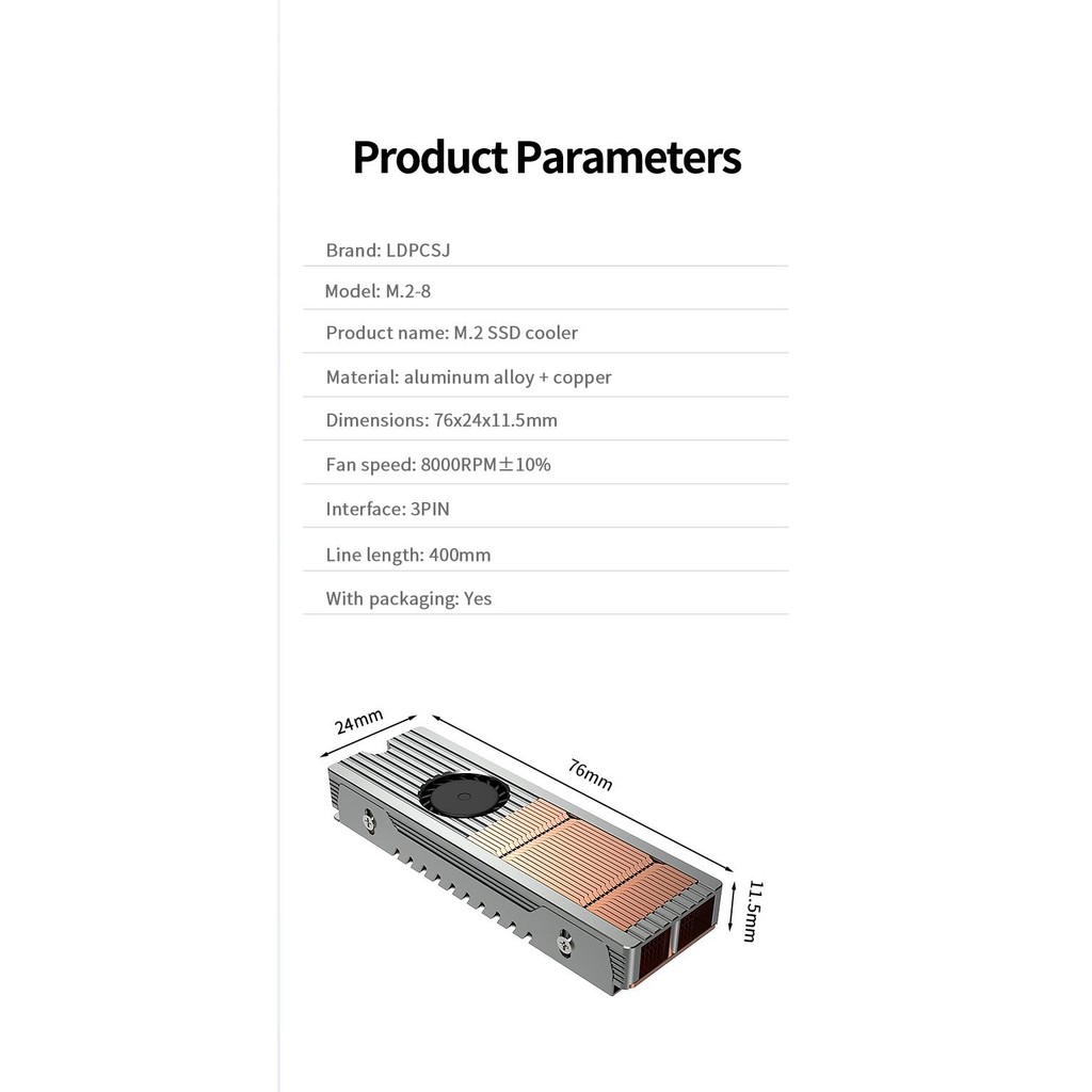 TEUCER M.2-8 2280 SSD Heatsink Copper Aluminum Material M.2 NVME ...