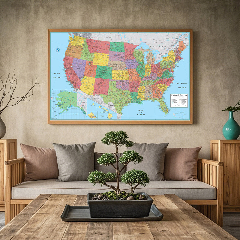 &best& United States Map-Administrative Map Country Travel Map Decor ...