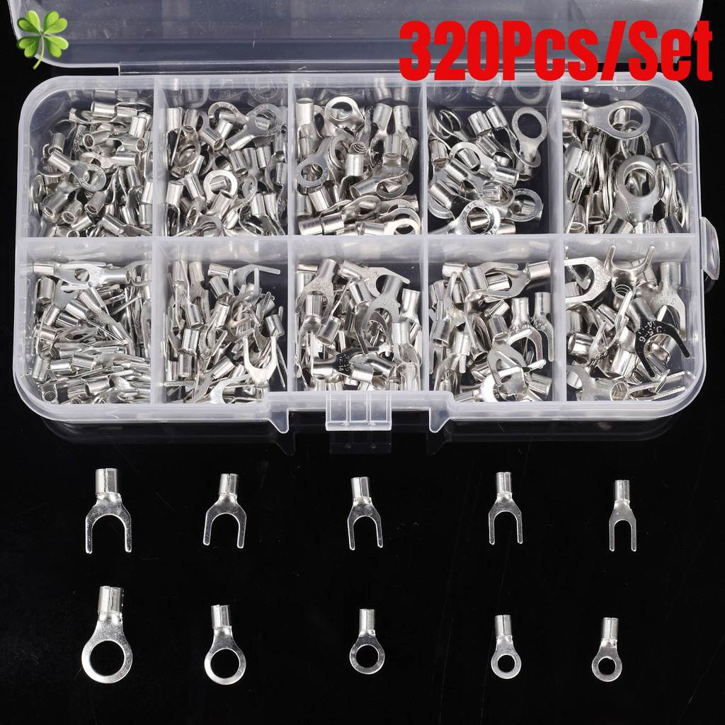 320Pcs Multifunctional Copper Nose Crimping Terminals Non-Insulated U/O ...