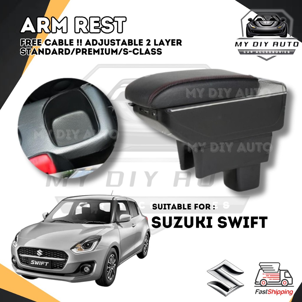 SUZUKI SWIFT Car Arm Rest 100% Fit Box Console Box Organizer Free Cable ...