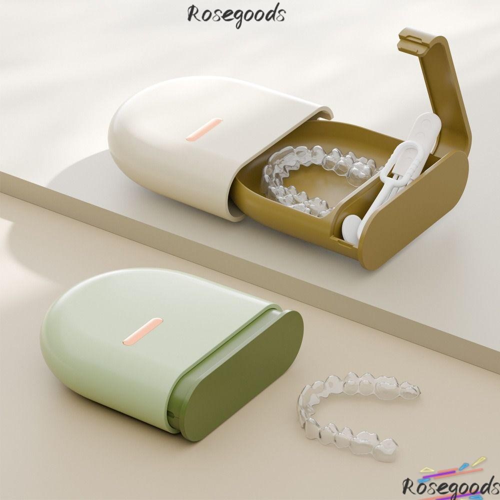 ROSEGOODS Braces Storage Box, ABS Portable Denture Retainer Container ...
