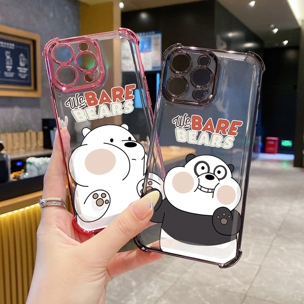 for POCO X6 C65 X5 5G M6 Pro 4G Cute We Bare Bears Clear Plating Case ...
