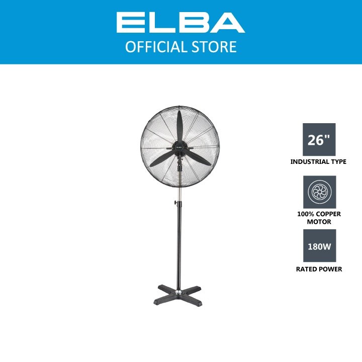 ELBA 26" Industrial Stand Fan EISF-G2601(BK) - 3 Blades, 3-speed ...