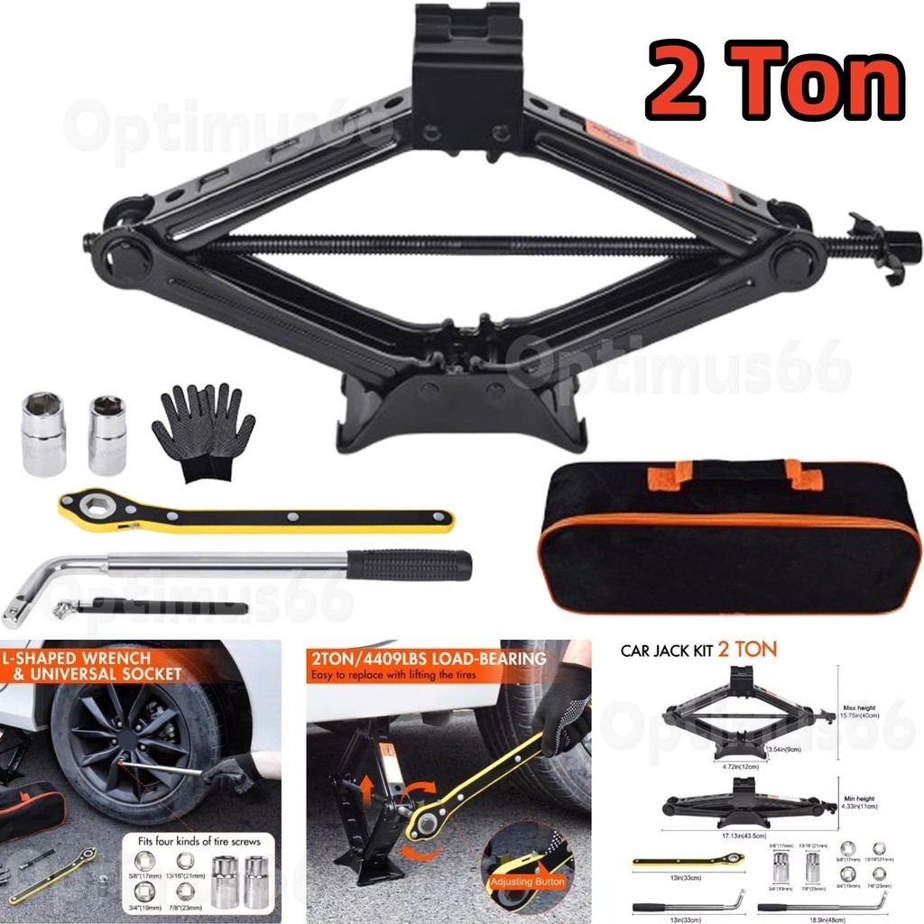 NEW Portable Tire Jack Tool Kit 2.0 Ton Heavy Duty Car Jek Scissor Jack ...