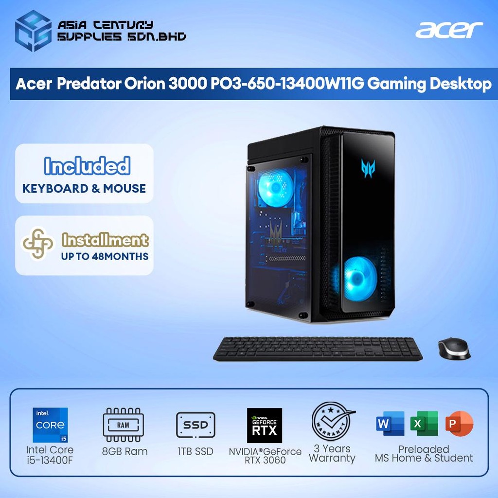 Acer Predator Orion 3000 PO3-650-13400W11G-16 Desktop PC i5-13400F ...
