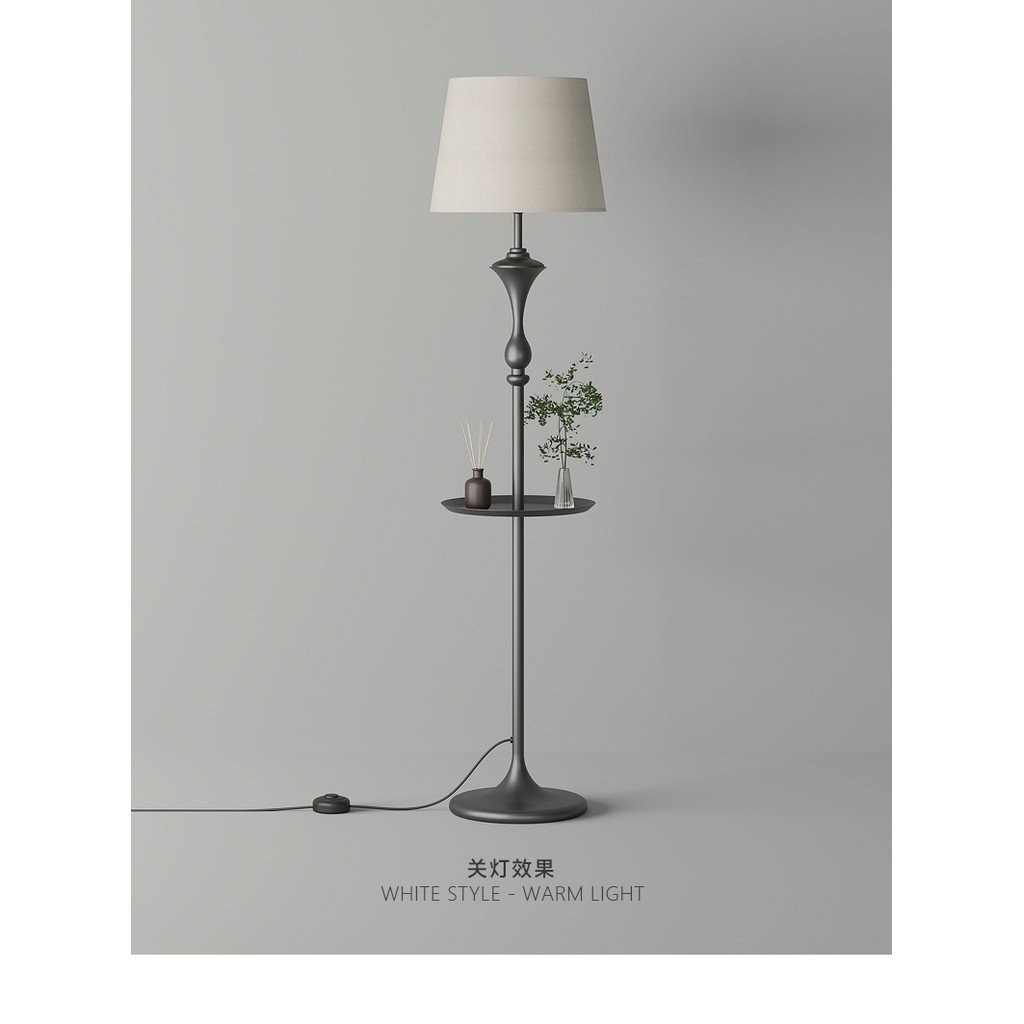 With Shelf Coffee Table Integrated Floor Lamp Living Room Sofa Side ...