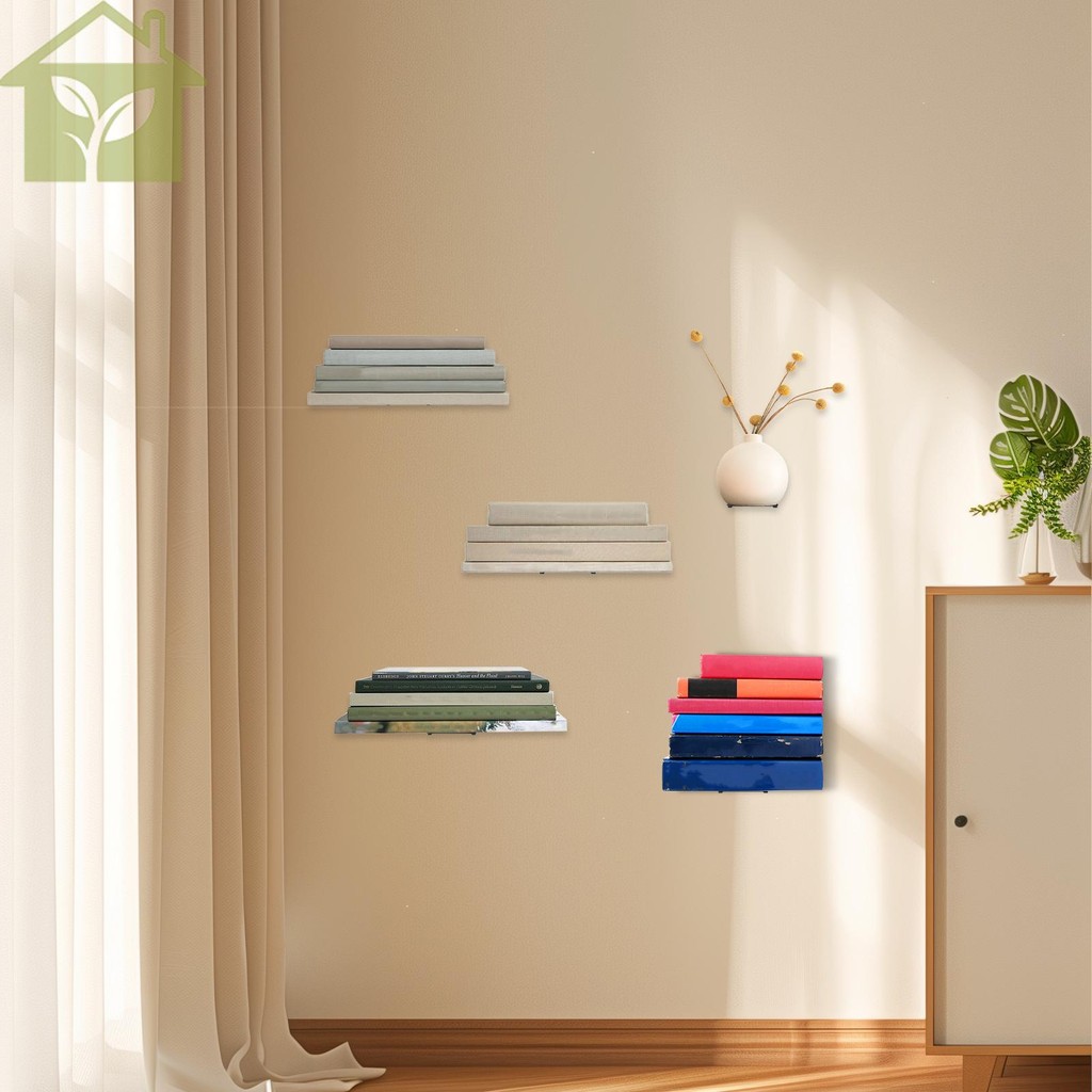 4 Pcs Invisible Book Shelf Floating Wall-Mounted Floating Bookshelves ...