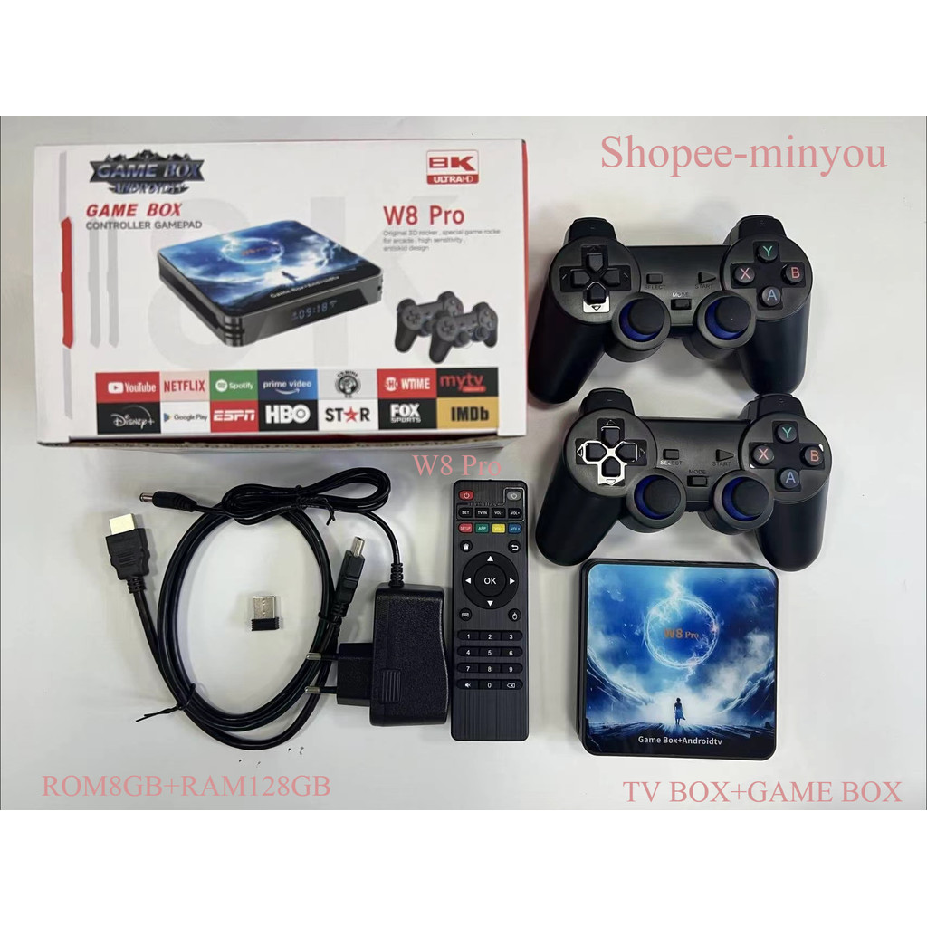 2024 Best game box W8 PRO wireless tv game console 2.4G Dual wifi ...