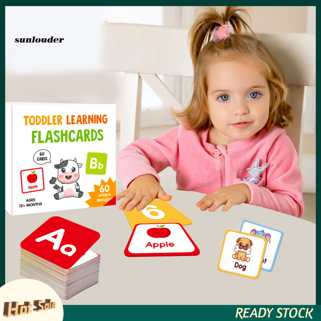 SL Alphabet Flashcards Kindergarten Learning Cards 60pcs Kids Flash Cards Set for Preschool ...
