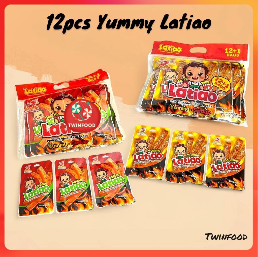 12+1 (13pkt) ThaI jajan Yummy Latiao/ Sedap Latiao chewy rasa pedas ...