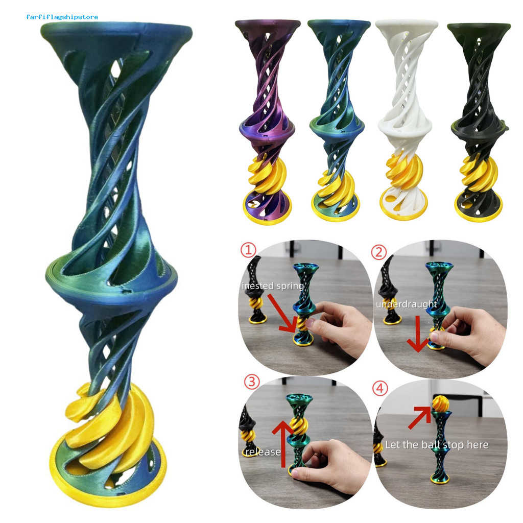 Anxiety Relief Spiral Toy Stress Relief Spiral Toy with Launching Ball ...