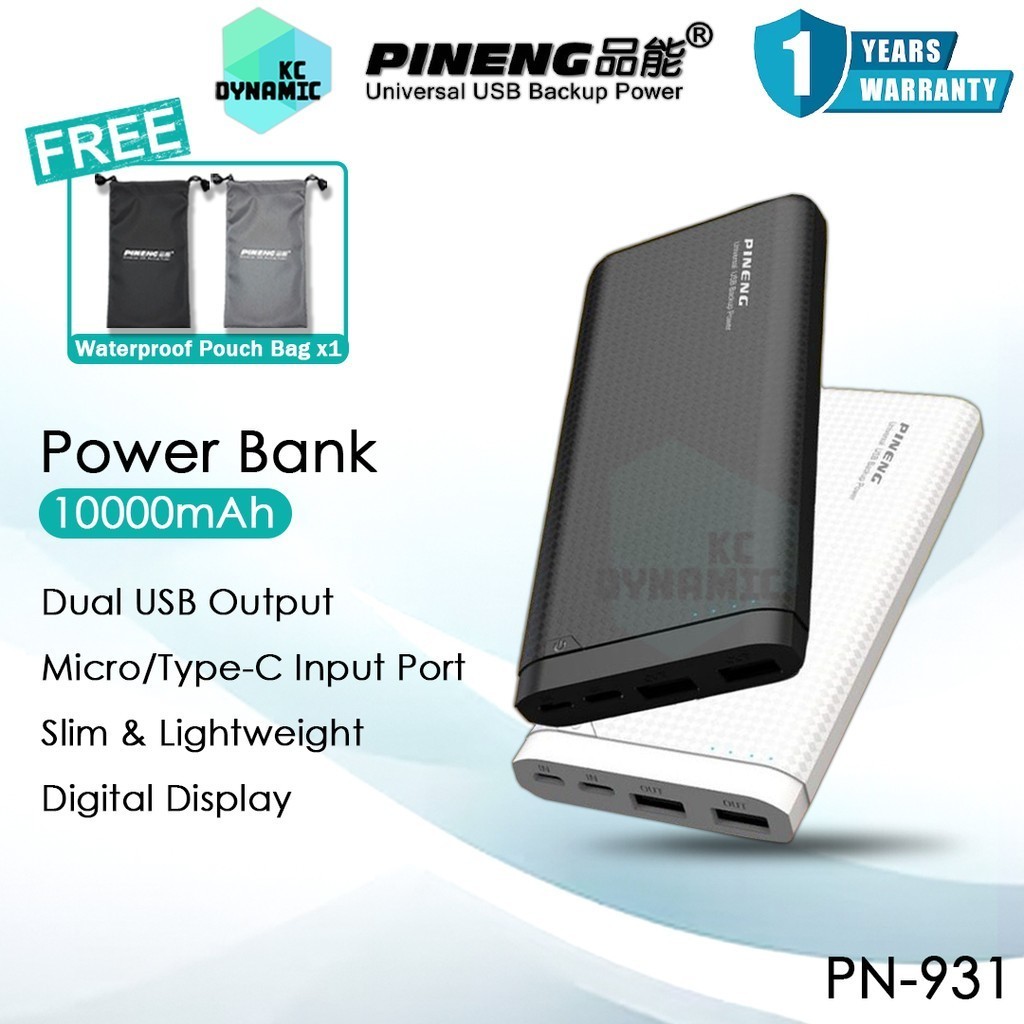 Pineng PN-931 10000mAh Powerbank Slim Power Bank 2.1A Pawer Bank ...