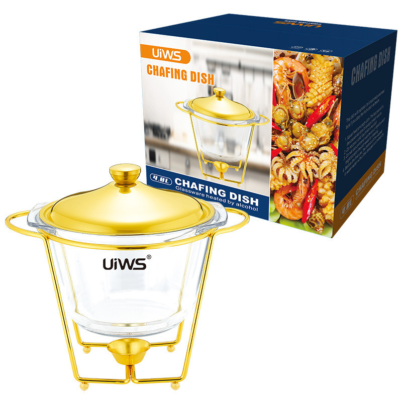 Deep Glass Buffet Stove 4.0L Food Heating Container Restaurant Suitable ...