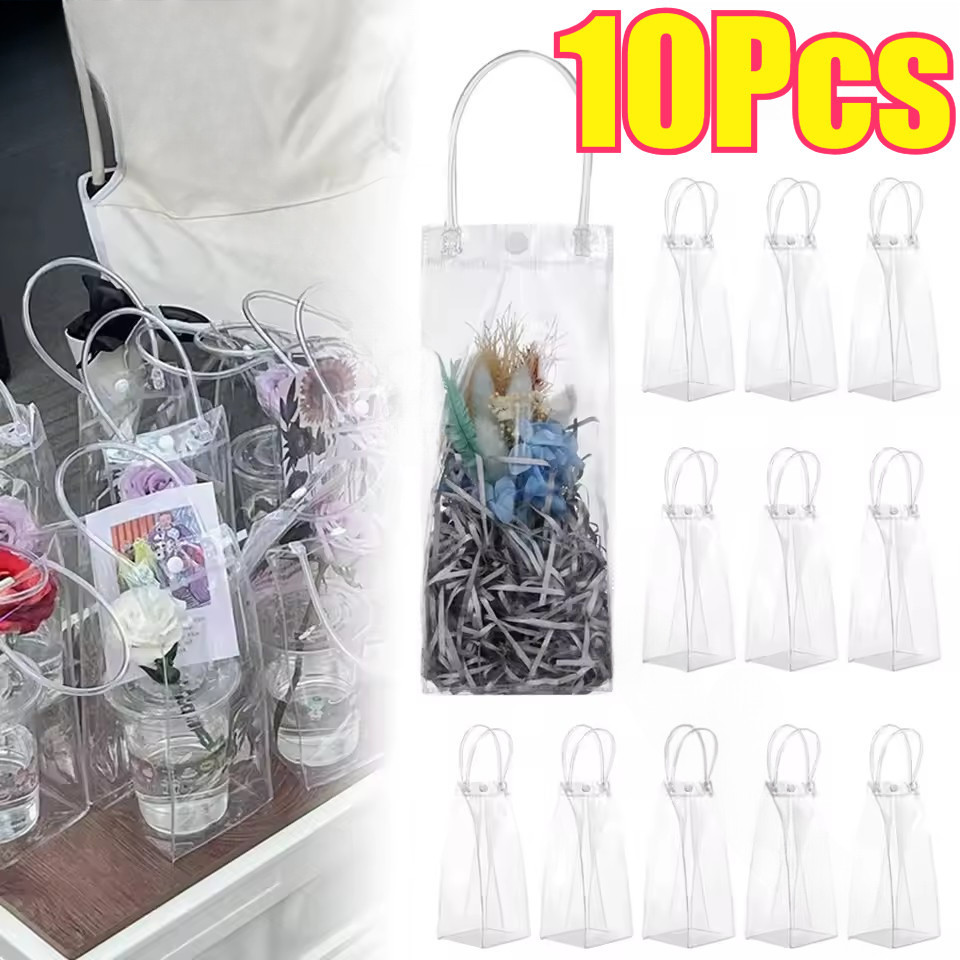 PVC Transparent Gift Bags - Portable Handheld Milk Tea Takeaway Bag ...