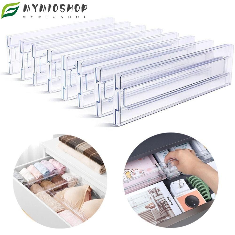MIOSHOP Drawer Dividers, Transparent Adjustable Drawers Separators, Telescoping Multifunctional ...