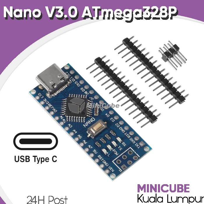 Arduino Nano 3.0 ATmega328P Type-C USB CH340 Controller Board | Shopee ...