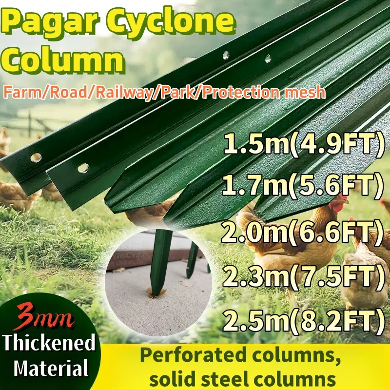 1.5m 2m Pagar Cyclone Fence Column Triangle Steel Iron Column Tiang ...