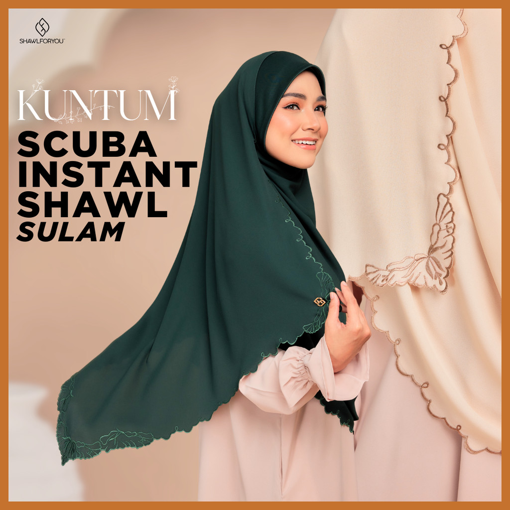 KUNTUM SCUBA INSTANT SHAWL | SULAM | BIDANG 60 | PREMIUM KOREAN CHIFFON ...