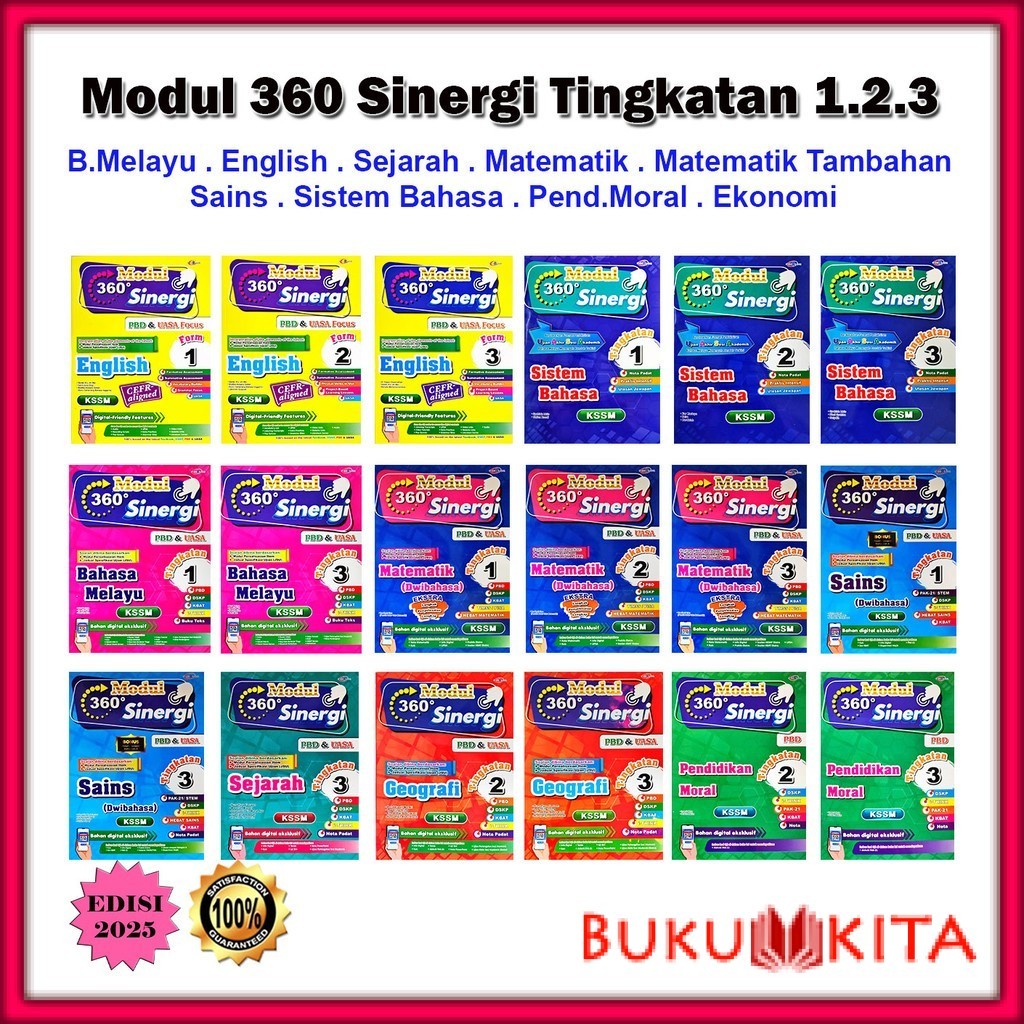 Buku Latihan : Modul 360 Sinergi Tingkatan 1 / 2 / 3 Edisi 2025 - B.Melayu / English / Matematik ...