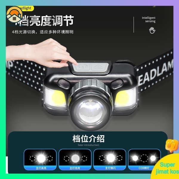 lampu suluh kepala lampu suluh kepala tahan lama Lampu depan yang kuat, pengecasan aruhan luar ...