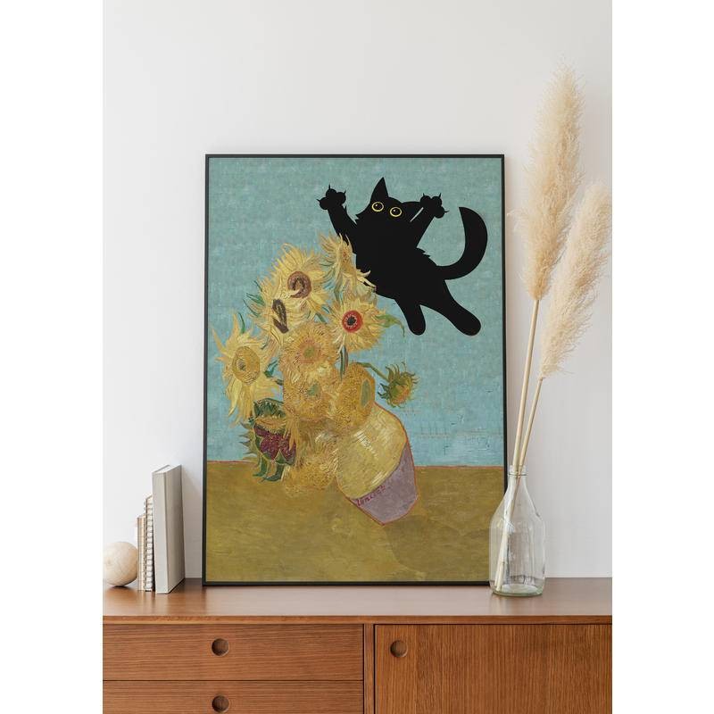 Cat Vincent Van Gogh, Flowers Cat, Van Gogh Cat Poster, Cat Art,Funny Cat print, Funny gift ...