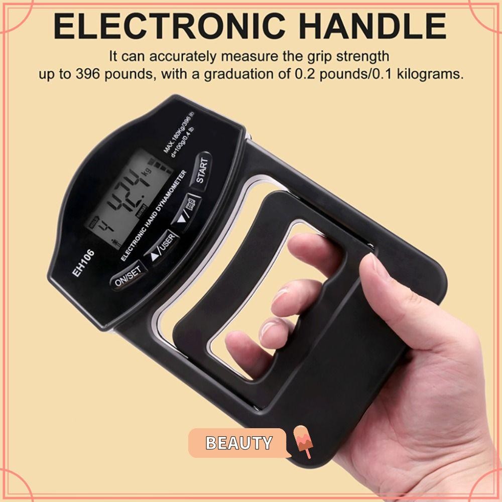 BEAUTYONE Grip Strength Tester LCD Screen Hand Grip Dynamometer Gym ...